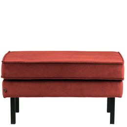 Pharao24.de Polsterhocker in Rotbraun Samt Retro Design