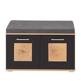 Pharao24.de Schuhbank Garderobe modern in Wildeichefarben Schwarz