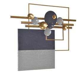 Pharao24.de Modernes Metallbild in Schwarz Gold Grau abstraktem Muster