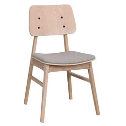 Pharao24.de Essstuhl Set in Holz White Wash hell Grau (2er Set)