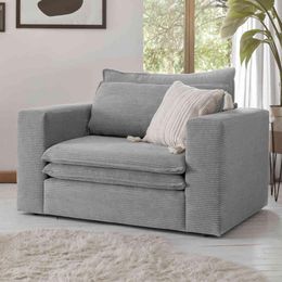Pharao24.de XL Cord Sessel Hellgrau in modernem Design 125 cm breit