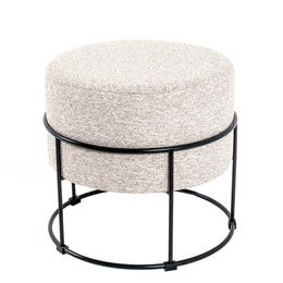 Pharao24.de Polsterhocker in Beige Webstoff Metall Ringgestell