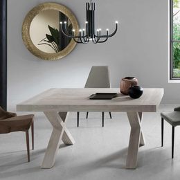 Pharao24.de Moderner Esszimmer Tisch in Kiefer Grau zwei Einlegeplatten