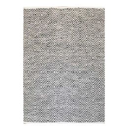 Pharao24.de Webstoff Teppich in Creme Wei&szlig; und Grau 1 cm hoch