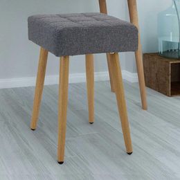 Pharao24.de Kleiner Polsterhocker im Skandi Design Anthrazit und Eiche Holzoptik