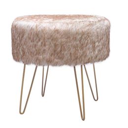 Pharao24.de Kunstfell Sitzhocker in Beige Retrostil