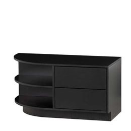 Pharao24.de TV Lowboard schwarz mit zwei Schubladen Push to open Funktion
