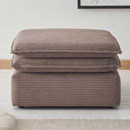 Pharao24.de Cord Sitzhocker modern in Hellbraun quadratische Form