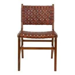 Pharao24.de 2 St&uuml;hle aus Teak Massivholz Bezug aus Leder (2er Set)