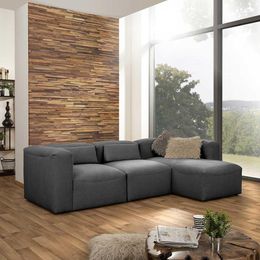 Pharao24.de Modul Ecksofa in Anthrazit Flachgewebe Bezug (dreiteilig)