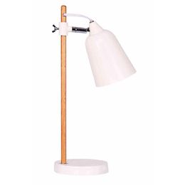 Pharao24.de Tischlampe skandinavisch H&ouml;he verstellbar Wei&szlig; & Holz