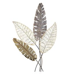 Pharao24.de Metall Wanddeko in Silberfarben und Gold Bl&auml;tterform