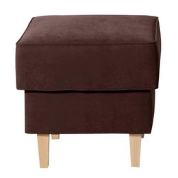 Pharao24.de Brauner Velour Polsterhocker im Landhausstil 45 cm hoch