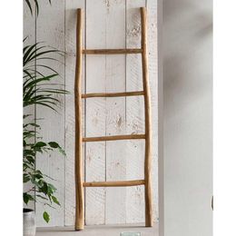 Pharao24.de Deko Holzleiter aus Teak Recyclingholz Landhausstil