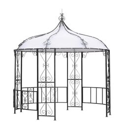 Pharao24.de Pavillon im romantischem Design Anthrazit Wei&szlig;