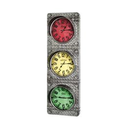 Pharao24.de Wanduhr in Anthrazit, Rot, Gelb und Gr&uuml;n Industry Stil