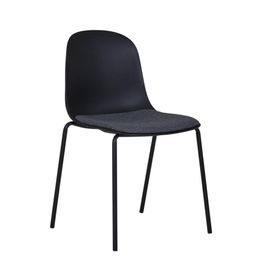 Pharao24.de Esszimmerstuhl Stuhl Esszimmer in Schwarz aus Kunststoff & Metall (2er Set)