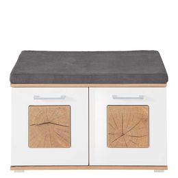 Pharao24.de Schuhbank Garderobe modern in Wildeichefarben Wei&szlig;