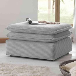 Pharao24.de Sitzhocker Hellgrau Cord in modernem Design 43 cm hoch