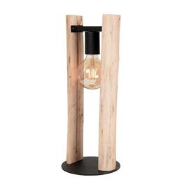 Pharao24.de Tischlampe aus Massivholz und Metall Naturfarben