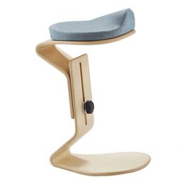 Pharao24.de Moderner Arbeitshocker mit Sattelsitz Bezug aus Filz in Hellblau