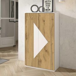 Pharao24.de Garderobenschuhschrank in Wei&szlig; und Wildeiche Optik modern