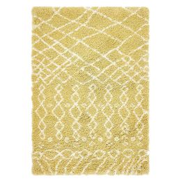Pharao24.de Hochflor Teppiche Shaggy in Gelb und Cremefarben Skandi Design