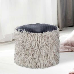 Pharao24.de Kunstfell Pouf in Grau Retrostil