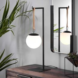 Pharao24.de Moderne Design Tischleuchte in Schwarz - Wei&szlig; - Braun 60 cm hoch