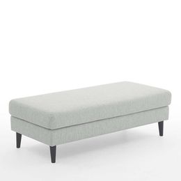 Pharao24.de Skandi Polsterhocker in Offwhite Webstoff rechteckig