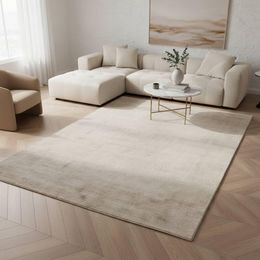Pharao24.de Kurzflor Teppich in Creme Wei&szlig; 1 cm hoch