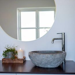 Pharao24.de Stein Waschbecken in Grau 40 cm breit