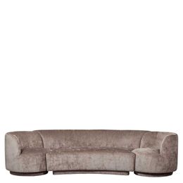 Pharao24.de Sofa Couch aus Chenillegewebe in Taupe (dreiteilig)