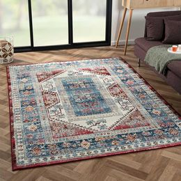 Pharao24.de Bunter Kurzflor Teppich mit orientalischem Muster 170x240 cm