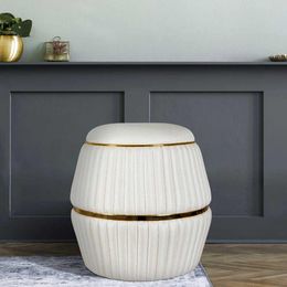 Pharao24.de Hocker in Goldfarben und Creme Webstoff