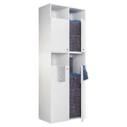 Pharao24.de Gro&szlig;er W&auml;scheschrank wei&szlig; 184 cm hoch - 80 cm breit vier Dreht&uuml;ren