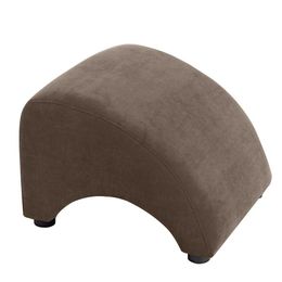 Pharao24.de Sessel Fu&szlig;hocker Beigegrau aus Velours 37 cm hoch - 54 cm tief
