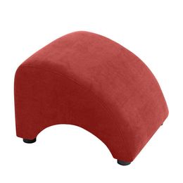 Pharao24.de Moderner Polsterhocker in Terracotta Velours 52 cm breit