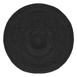 Pharao24.de Webteppich Jute rund in Schwarz modernem Design