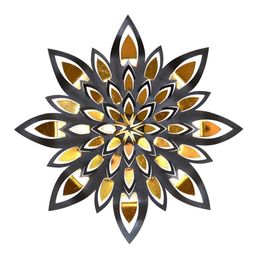 Pharao24.de Wanddeko Metallbild in Goldfarben & Schwarz Blumen Motiv