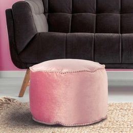 Pharao24.de Rosa Pouf mit Samtbezug rund