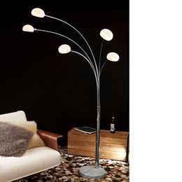 Pharao24.de Design Stehleuchter in Wei&szlig; und Silberfarben modern