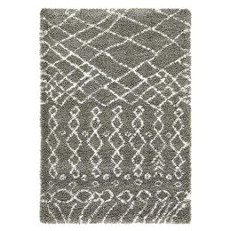 Pharao24.de Hochflor Teppich mit Muster in Grau und Cremefarben Skandi Design