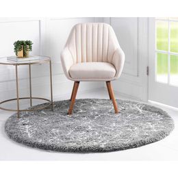 Pharao24.de Wohnzimmer Teppich Hochflor in Grau und Creme Ethno Muster