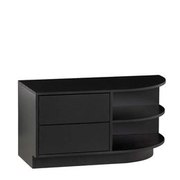 Pharao24.de TV Board Schwarz mit zwei Schubladen Push to open Funktion