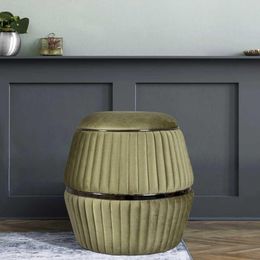 Pharao24.de Hocker in Oliv Gr&uuml;n Samtvelours