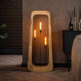 Pharao24.de Stehleuchte Stehlampe aus Massivholz in Mangoholz Naturfarben