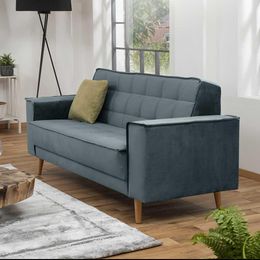 Pharao24.de Wohnzimmer Couch Retro Stil aus Samtvelours Federkern Polsterung