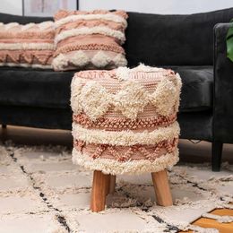 Pharao24.de Hocker aus Webstoff Fu&szlig;gestell aus Holz