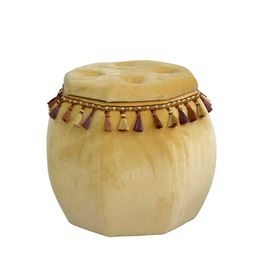 Pharao24.de Stauraum Hocker im orientalischen Design Beige Samt